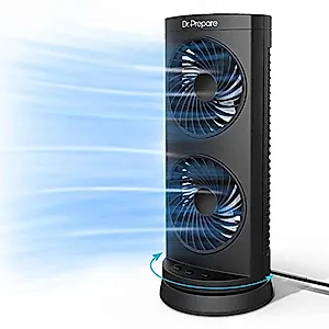 Dr. Prepare Tower Fan Oscillating Fan, Portable Desk Fan with 3-Speed Options, Dual Air Circulation, 110° Oscillation, 3 Timers, Personal Quiet Table Fan for Home Office Desktop Bedroom, 12 inch