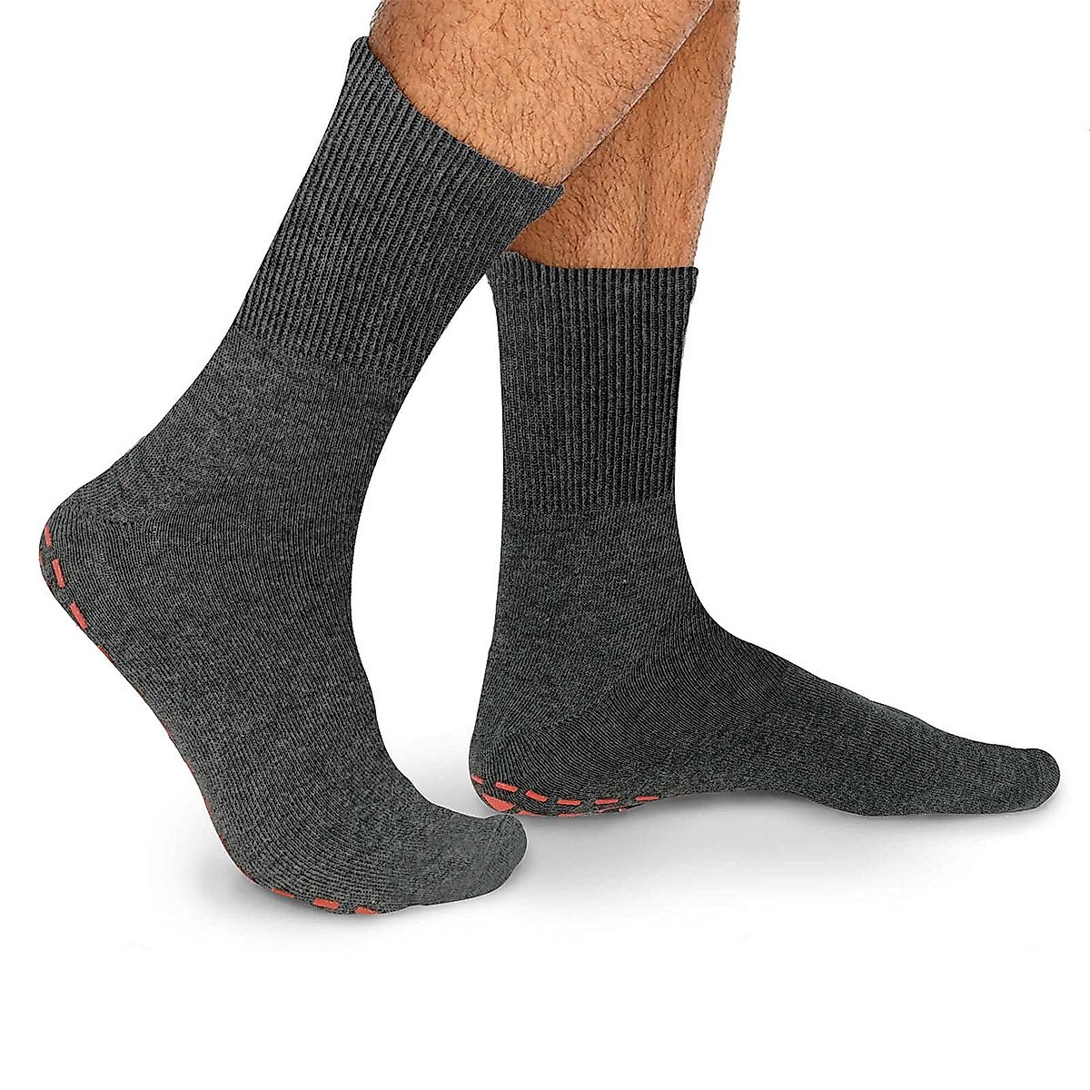 NOVAYARD 5 Pairs Non Slip Socks Hospital Diabetic Non Skid Socks Yoga Pilates Slipper Socks Men Women(Black+Grey+Dark gray,Large)