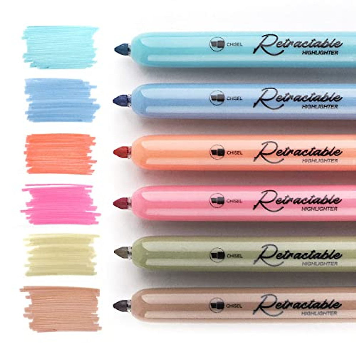 Writech Retractable Highlighters - No-Bleed Vintage Color Pack