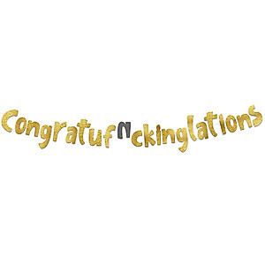 Congratulations Party Gold Glitter Banner - Retirement and Graduation Party Favors and Supplies - Promotion Party Decorations