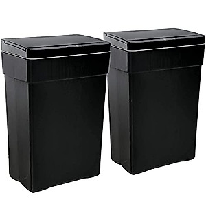 HGS Kitchen Trash Cans Waste Bin Garbage Can Touch Free 13 Gallon Automatic Trash Bins with Lid, 50 Liter Sensor Touchless Garbage Bin for Bedroom Bathroom Home Office, 2 Pack (Black)