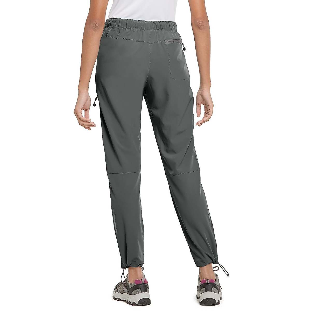 BALEAF Women's Hiking Pants Quick Dry Water Resistant Lightweight Joggers Pant for All Seasons Elastic Waist Steel Gray Size L, Capri