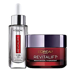 L'Oreal Paris Revitalift Triple Power Anti-Aging Face Moisturizer & Hyaluronic Acid Face Serum, Paraben & Fragrance Free Regimen Kit, 2 Count