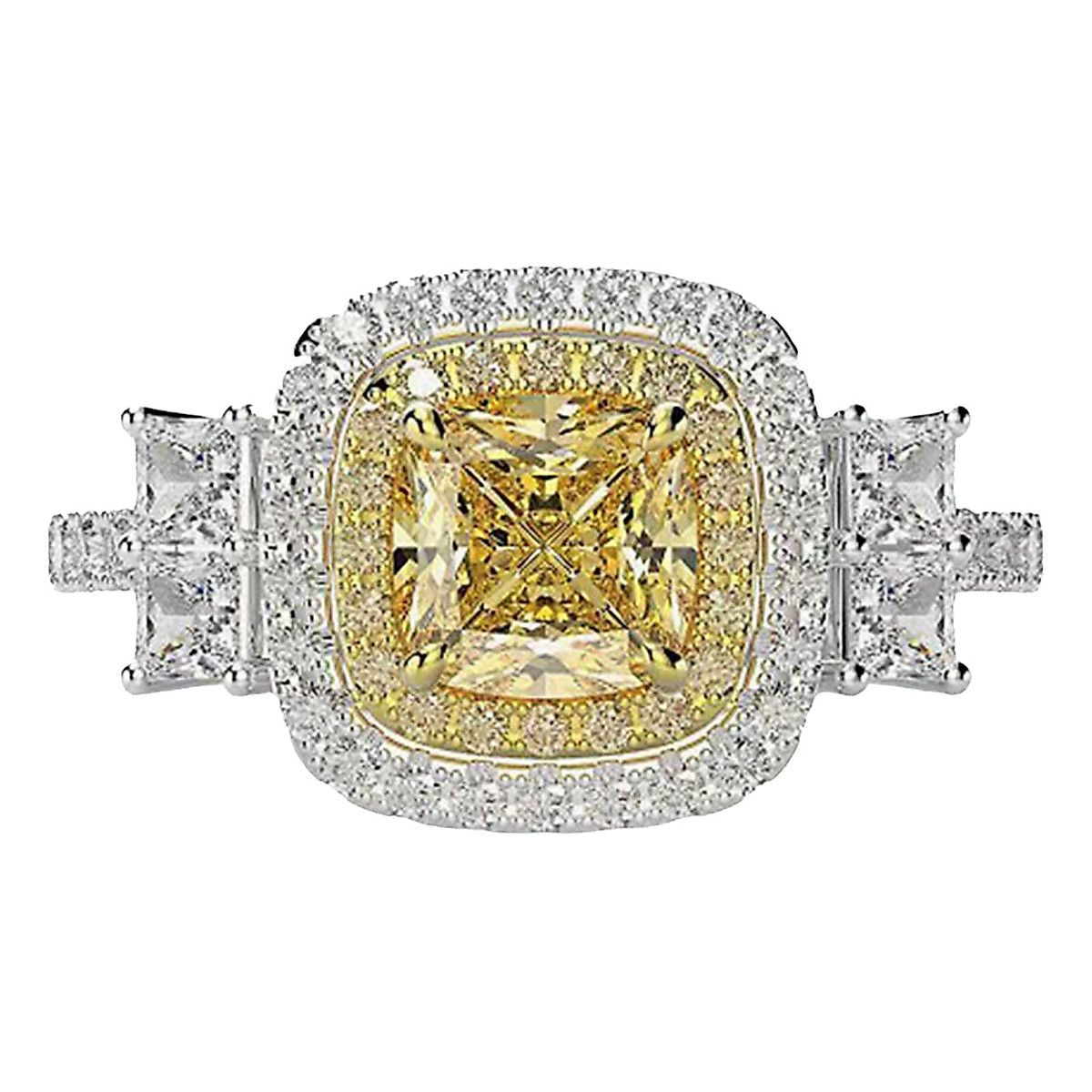 Chunky Rings for Women Jewelry Engagement Cut Wedding Stone Gift White Ring Handmade Luxury Rings (Gold, 8)