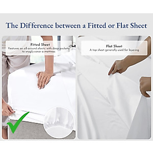 California Design Den White Twin XL Fitted Sheet, 100% Cotton 400 Thread Count Sateen, 1 Fitted Sheet Only for Home, Fits College Dorm Mattresses (Twin XL, White)