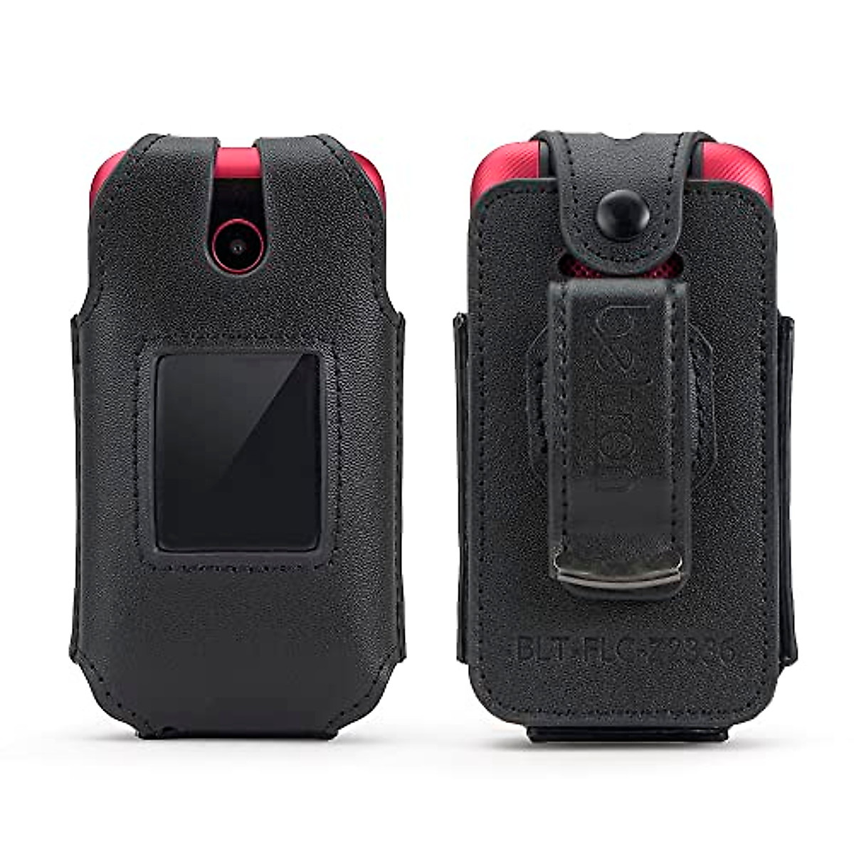 BELTRON Leather Fitted Case for Consumer Cellular Verve Snap 2022 Flip Phone - Features: Rotating Belt Clip, Screen & Keypad Protection & Secure Fit (Z2336)
