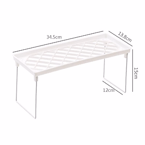 Enforose Desktop Shelf, Dormitory Storage Shelf Strong PP Metal Organization Storage Rack Simple Style Foldable Design Desktop Display Shelf for Office, Dorm, Home (Small)