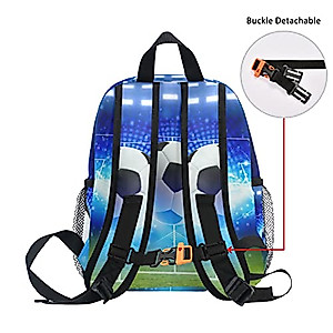 Glaphy Custom Kid's Name Backpack, Sports Soccer Ball Blue Lightning Toddler Backpack for Daycare Travel, Personalized Name Preschool Bookbags for Boys Girls