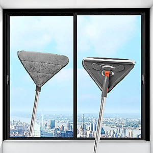 NEWBULU Long-Handled Wall Cleaning Mop, Ceiling Cleaner to Clean Ceiling Window Floors, Baseboard Cleaning Tool, Extension bar Range from 39 "to 85", 6 Replacement Pads and Window Cleaning Sticks