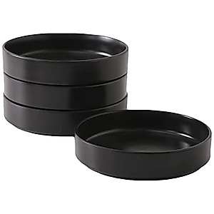 Stone Lain Celina Stoneware 4-Piece Round Pasta Bowl Set, Black