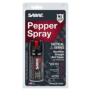 SABRE Magnum 60 Pepper Spray, 15 Bursts, 12-Foot (4-Meter) Range, Large 45 Gram Canister, UV Marking Dye, Wide Cone Spray Pattern, Black