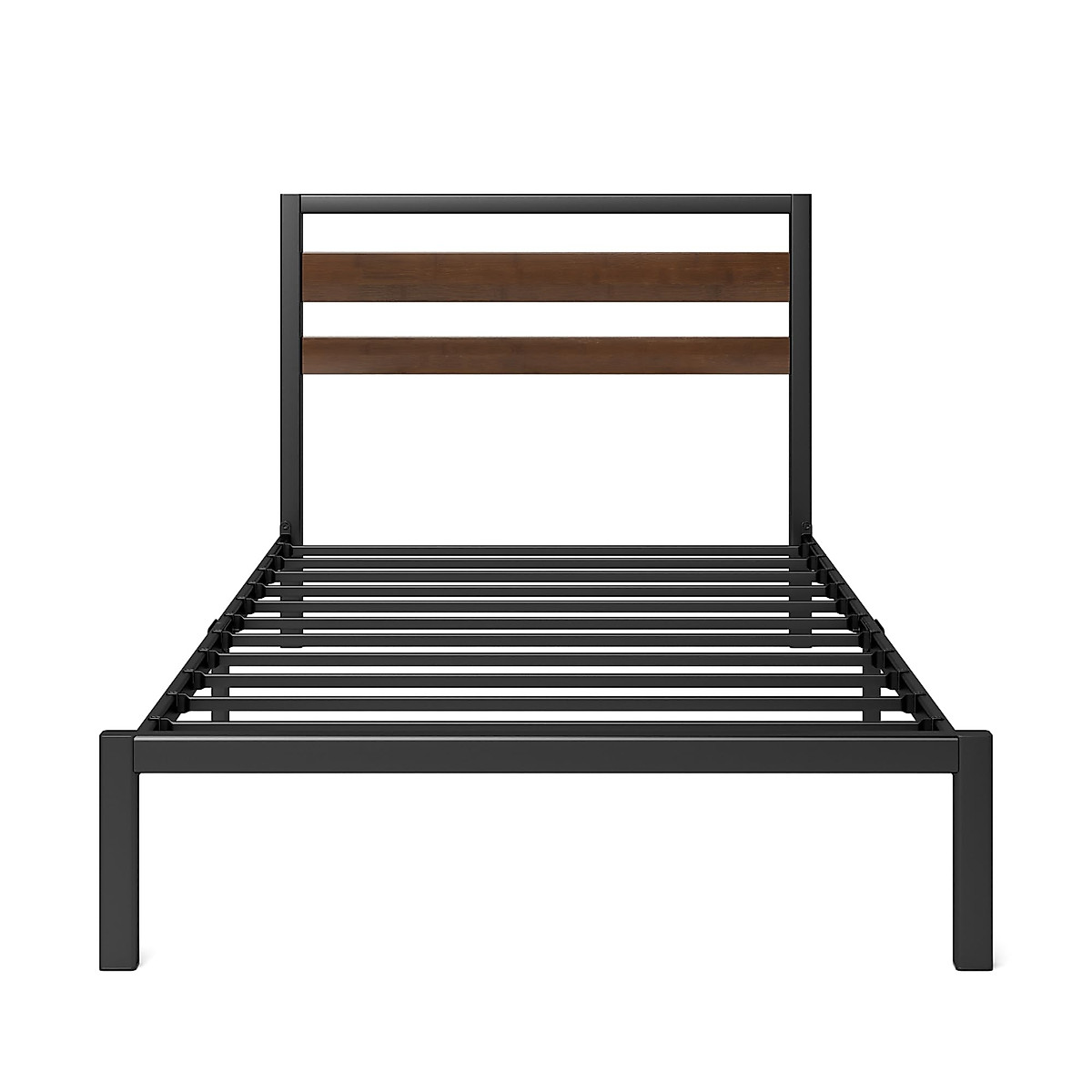 Bundle of Zinus Kai Bamboo and Metal Platform Bed Frame with Headboard / No Box Spring Needed / Easy Assembly, Twin + Zinus Memory Foam 5 Inch Bunk Bed / Trundle Bed / Day Bed / Twin Mattress, Blue