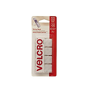 VELCRO Brand Sticky-Back Fasteners, Removable Adhesive, 0.88" X 0.88", White, 12/pack