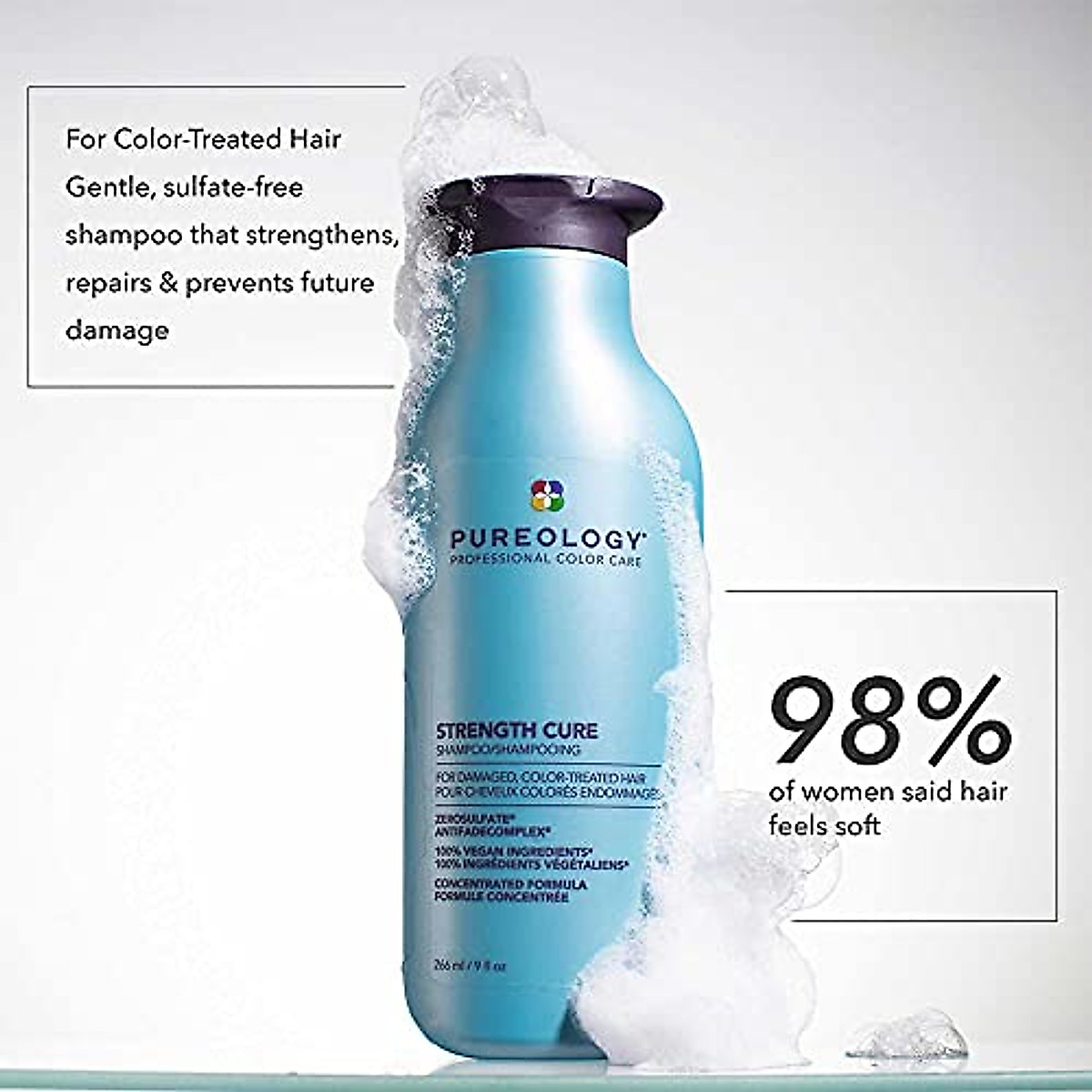 Pureology Strength Cure Strengthening Shampoo & Conditioner Bundle | For Damaged, Color Treated Hair | Sulfate-Free | Vegan | Updated Packaging | 9 Fl. Oz.