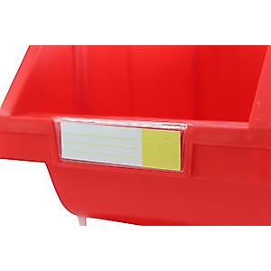DJC Supply Heavy duty thermoplastic storage bin organizer, Stackable, Hangable, Side-connect (RED (2 PACK), LARGE V2 8.4" X 14.5" X 6.9")