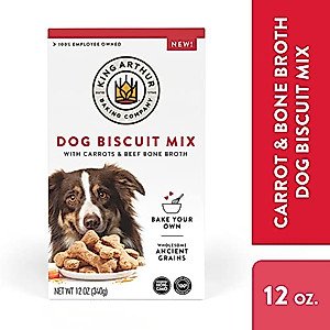 King Arthur Baking Company Dog Biscuit Mix, Beef Bone Broth & Carrot, Homemade Dog Treats, 12oz
