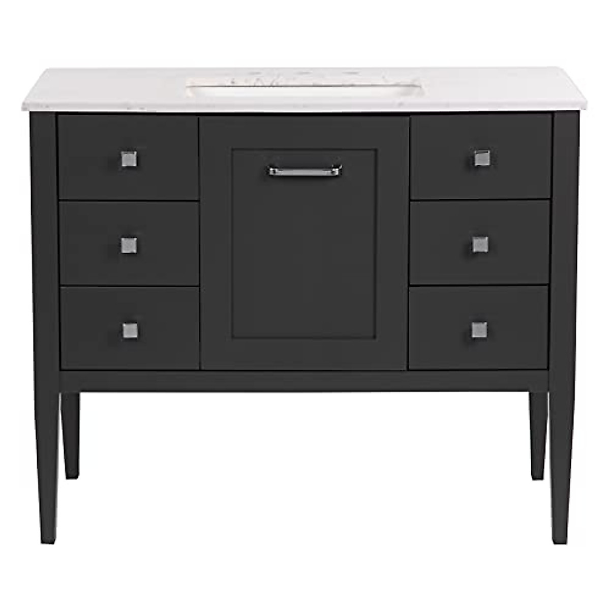 Spring Mill Cabinets Fordwin Bathroom Vanity with 1-Door Cabinet, 6 Drawers, Countertop with Undermount Sink, 43" W x 22" D 35.1" H, Shale Gray/Pulsar Top
