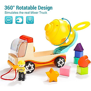 TOP BRIGHT Wooden Shape Sorter Truck Toys for Toddlers Preschool Game Learning Sort Toys Truck Toy Gift for Boys Girls 2 3 4 Year Old