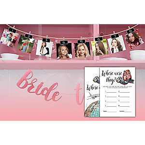 Bridal Shower Games - Where Were They Wedding Shower Party Card Game - Couples Photo Game - Hand Drawn Minimalist Themed Bachelorette/Engagement Party Supplies Activities Decorations (A03)