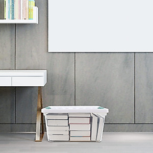 Yuright 6 Pack 35 Quart Latching Bin, Storage Box with Lid, Clear Plastic Storage Tote