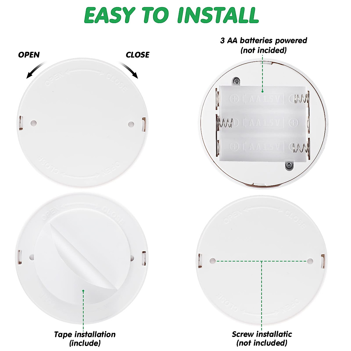 Honoson 4 Pack Dual Head Battery Operated Spotlights Indoor Wireless RGB LED Spot Light with Remote 13 Color Accent Lights with Rotatable Head Stick on Wall Hallway, for Painting Picture(White)