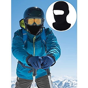WILLBOND 2 Pieces 1-Hole Knitted Ski Full Face Covering, Adult Winter Balaclava Warm Knitted Full Face Covering for Outdoor Sports Black, 38 x 22 cm/ 14.96 x 8.66 inches (Black)