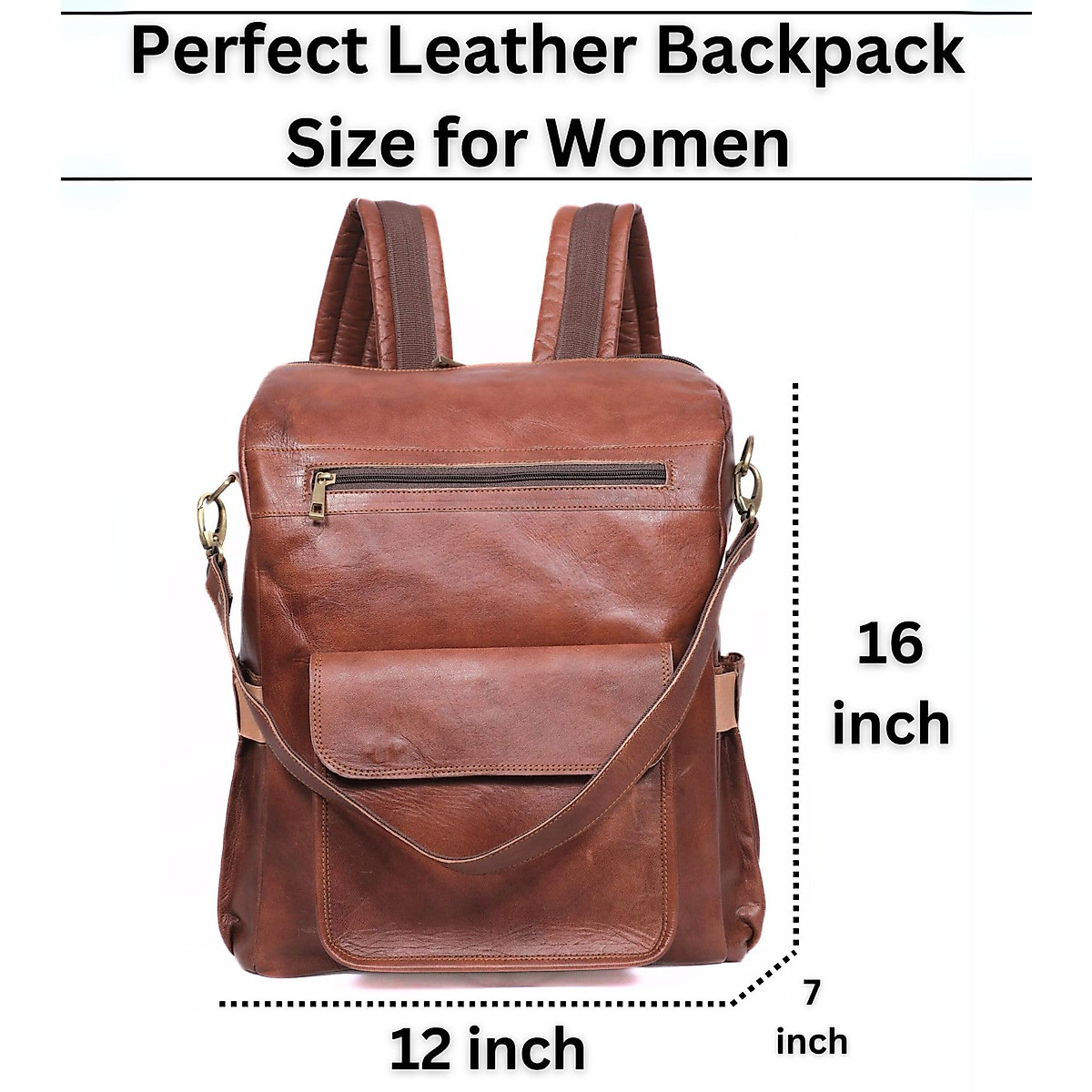 Genuine Leather Laptop Backpack for Women Designer Brown Leather Backpack Purse with 15.6-inch Laptop Computer Compartment Best for Work, Travel, and Daily Use