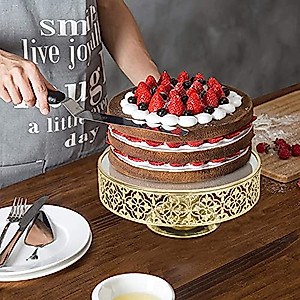 TRSPCWR Cake Stand, Gold Mirror Round Dessert Stand, 10inch Wedding Dessert Display Cake Stands, Metal Cake Plate Decor for Wedding Birthday Party