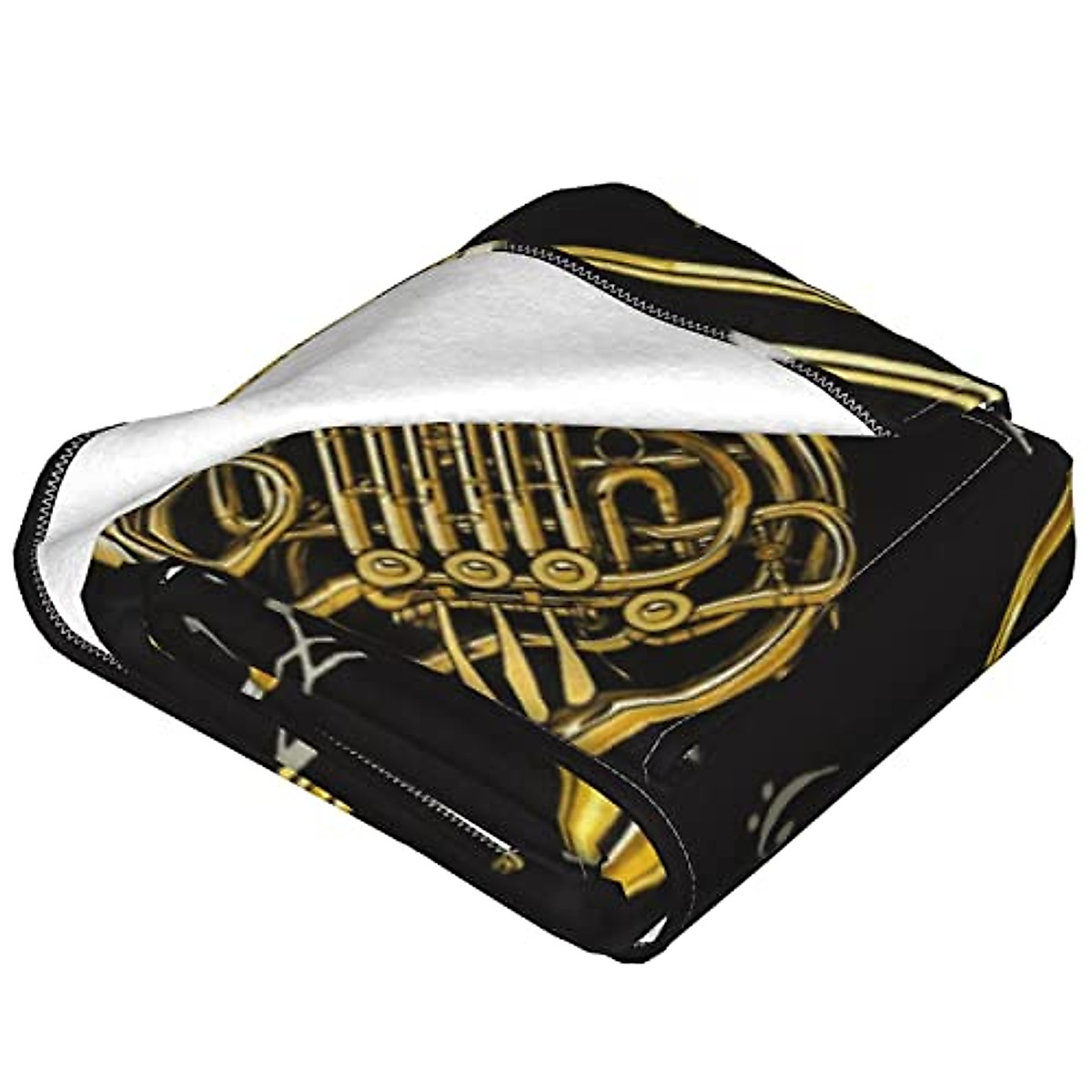 WONDERMAKE Oversized Throw Blanket Warm Elegant Softest Cozy Home Throw Blanket 60" X 80" Decorative Trumpet Trombone French Horn Throw Blanket for Couch Sofa Chair Bed