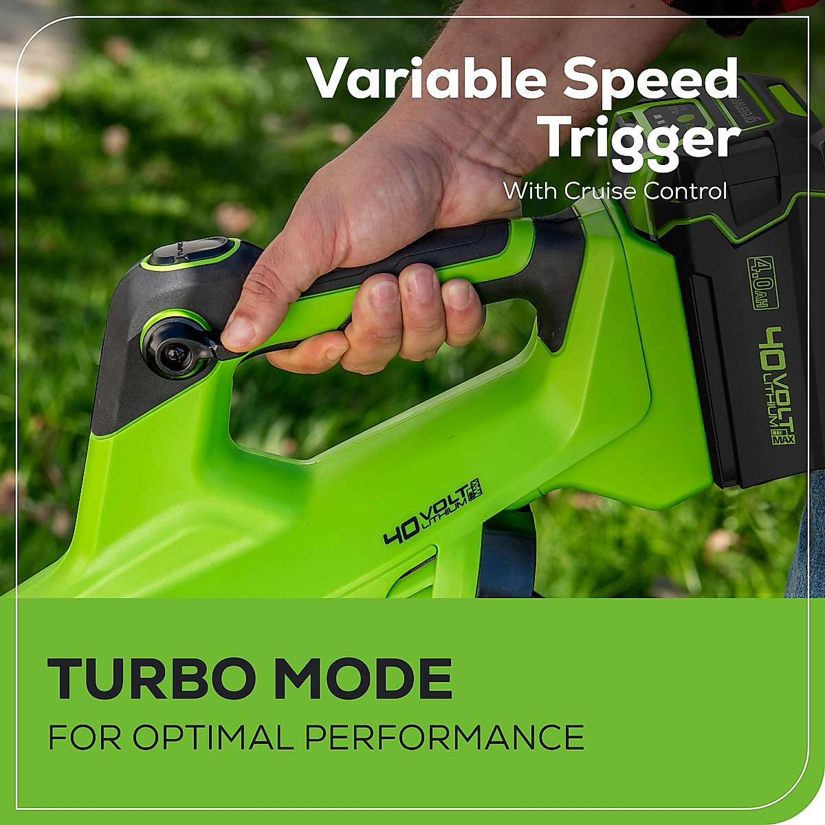 Greenworks 40V (130 MPH / 550 CFM / 75+ Compatible Tools) Cordless Brushless Axial Leaf Blower, 4.0Ah Battery and Charger Included