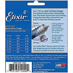 3 Sets of Elixir 12002 Super Light Electric Strings (9-42) (Nanoweb)