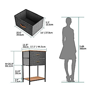 YITAHOME Storage Tower Unit with 2 Drawers - Fabric Dresser, Organizer Unit for Bedroom, Living Room, Hallway & Closets - Sturdy Steel Frame, Wooden Top & Easy Pull Fabric Bins