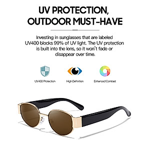 SODQW Retro Oval Sunglasses for Women, 90s Vintage Designer Ladies Shades Trendy Fashion Sun Glasses