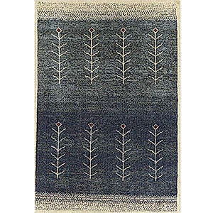 Abani Southwestern Distressed Vintage Style Area Rug, Mesa Collection - Blue & Beige Plant Stalk Design 6'x9' Accent Rug Rugs