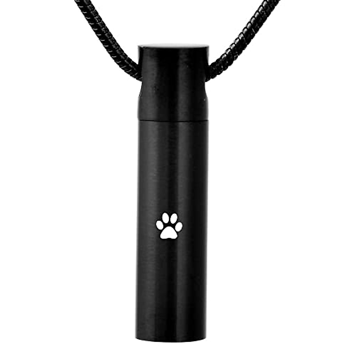 ADENLA Stainless Steel Cylinder Urn Pendant Necklaces for Ashes Dog Pet Paw Print-Cremation Jewelry Keepsake Memorial