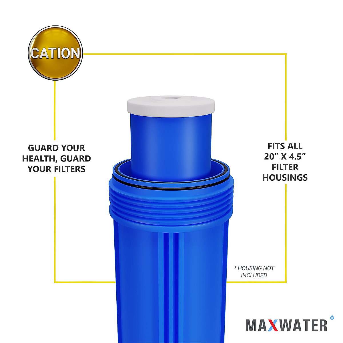 (1 Pack) Calcium, Magnesium TDS Hardness Reduction Water Softening 20" x 4.5" Cation Resin Filter Compatible with 20" BB Whole House Water Filter Systems