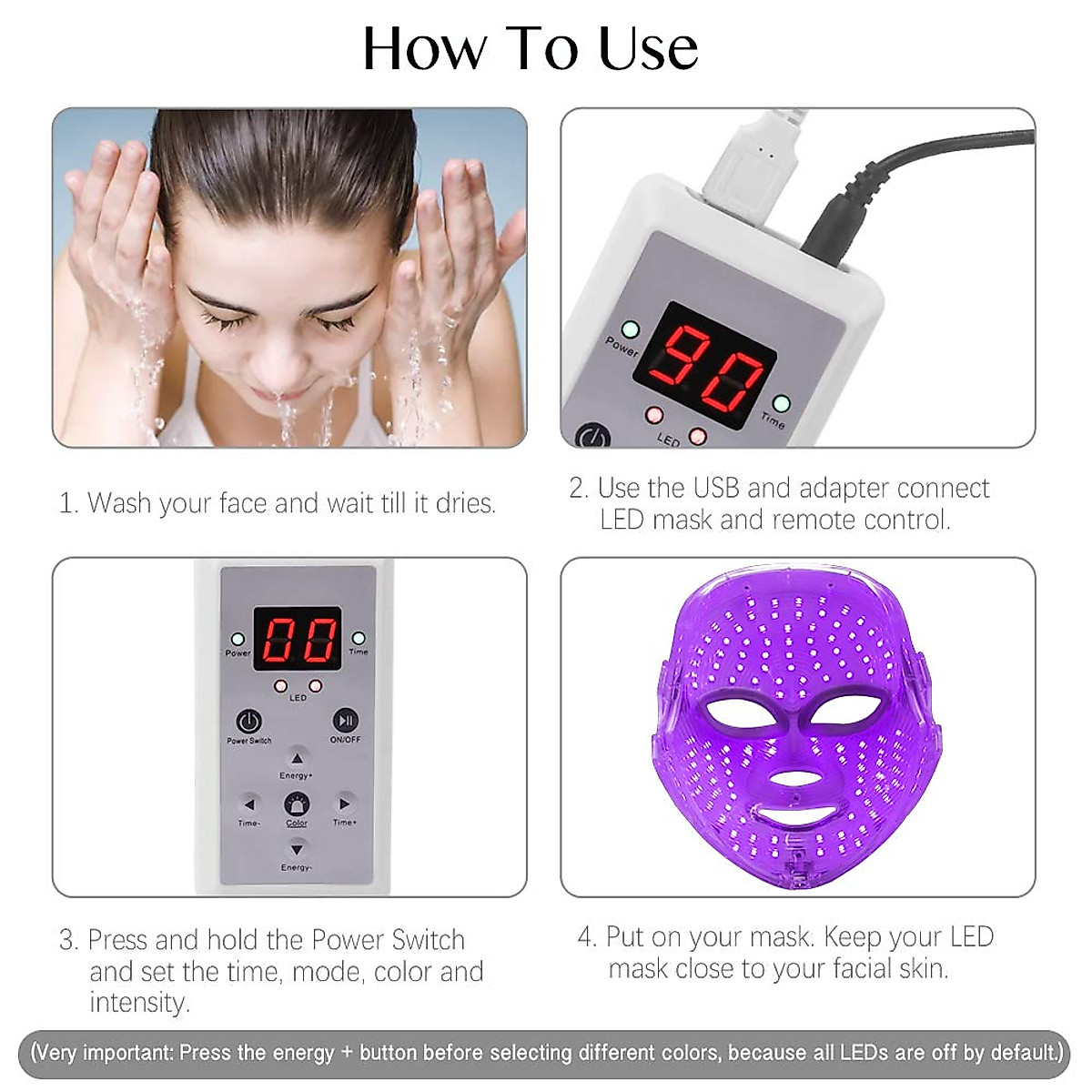 7 Colors Light Mask, Home Light T herapy Facial Mask (7 Colors)