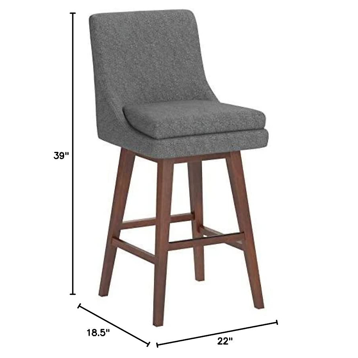 Amazon Brand – Stone & Beam Alaina Contemporary High-Back Swivel Seat Counter Stool, 39"H, Grey