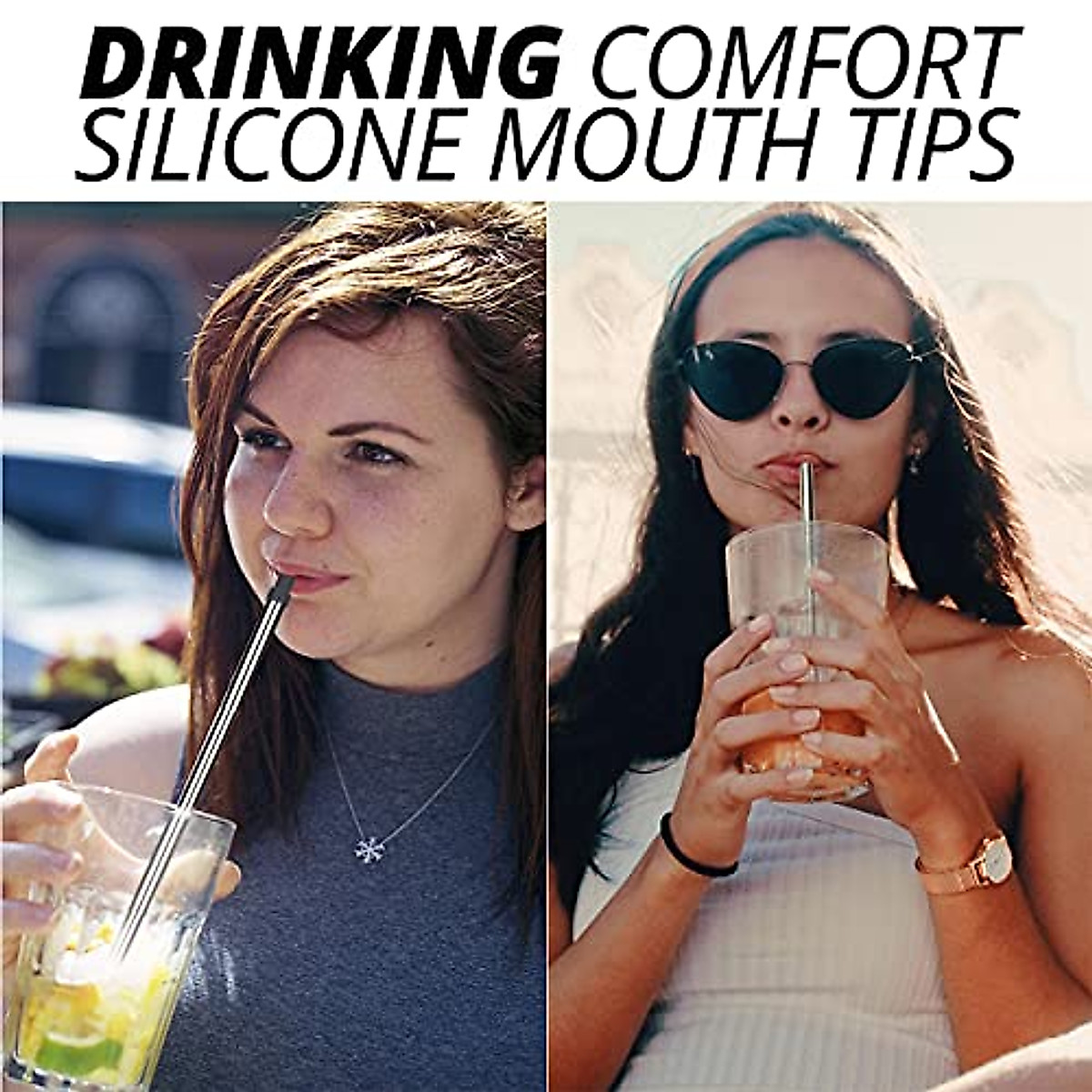 Friendly Straw Collapsible Straws Reusable with Case - Telescopic Travel Straw with Silicone Mouthpiece, Case and Cleaning Brush (2 Pack)