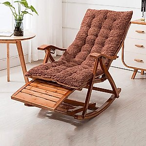 Lounge Chair, Zero Chair,Lounge Chairs,Wooden Folding Rocking Chair Balcony Bamboo Adjustable Back Chair with Headrest and Foot Massage Outdoor Sun Loungers Camping Chair
