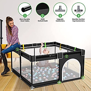 YOBEST Baby Playpen, Playpens for Babies, Extra Large Infant Playard with Gates, Portable Babys Fence, Indoor & Outdoor Toddler Play Pen Activity Center, Sturdy Safety Baby Play Yard