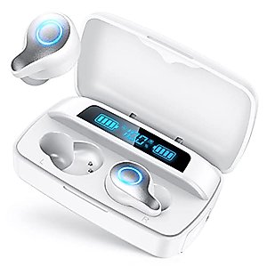 NIPELL Wireless Earbuds, Bluetooth 5.2 Headphones with 1800mAh Charging Case - 88Hrs Play Time - Cell Phones Charging Function, Built-in Microphone IPX5 Waterproof Earphone for iOS/Android (White)