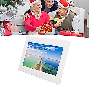 Electronic Album, Stylish 10 Inch Digital Photo Frame with Builtin Speaker 1024x600 Multiple Playback Effects with Remote Control for Home (US Plug)