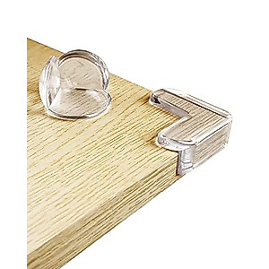 24 Pcs Table Corner Protector Baby Safety, Includes 12 Pcs Thickened L-Shaped Baby Proofing Corner Guards and 12 Pcs Spherical Corner Bumpers for Furniture
