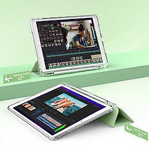 Aoub Case for iPad Air 3rd Generation/Pro 10.5, Trifold Stand Auto Sleep/Wake Slim Smart Cover Frosted Translucent Soft TPU Shockproof Case with Pencil Holder for Air/Pro 10.5 inch, Light Green