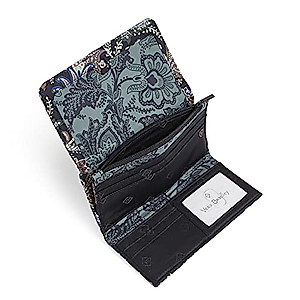 Vera Bradley Women's Cotton Trifold Clutch Wallet With RFID Protection, Java Navy Camo - Recycled Cotton, One Size
