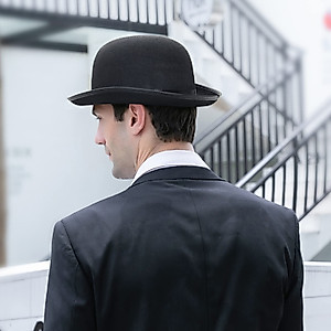 GEMVIE Classic Black Felt Derby Hat Lightweight Bowler Hat Novelty Costume Hat for Party Dress Ups Black