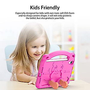 DUX DUCIS Kid Case for iPad Mini 6 2021 (6th Generation) with Pencil Holder, Light Weight Shockproof Kid Case with Handle, Kickstands & Shoulder Strap for iPad Mini 6th Gen 8.3 inch, Pink