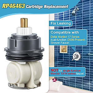 Enhon 2 Pack Shower Cartridge Replacement, RP46463 Cartridge Replacement Compatible with Delta Monitor 17 Series (2006 - Present) Dual Function Shower Faucet Valve, Including Seat and Spring Adapter