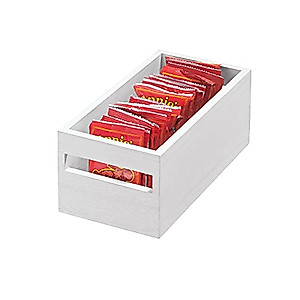 iDesign Renewable Paulownia Wood Collection Storage Bin with Handles, 10" x 5" x 4", White Wash